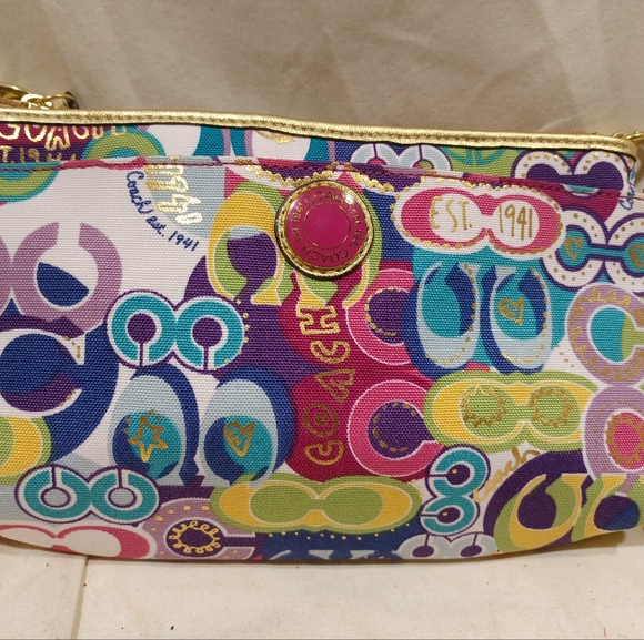 Coach | Bags | Coach Multicolor Graphic Wristlet | Poshmark